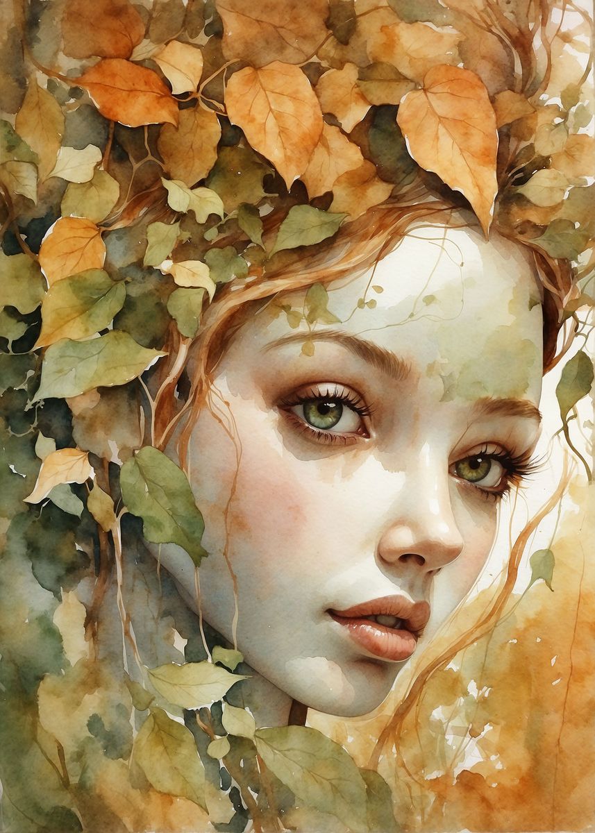 'Autumn Fae' Poster, picture, metal print, paint by Shroom Squirrel ...