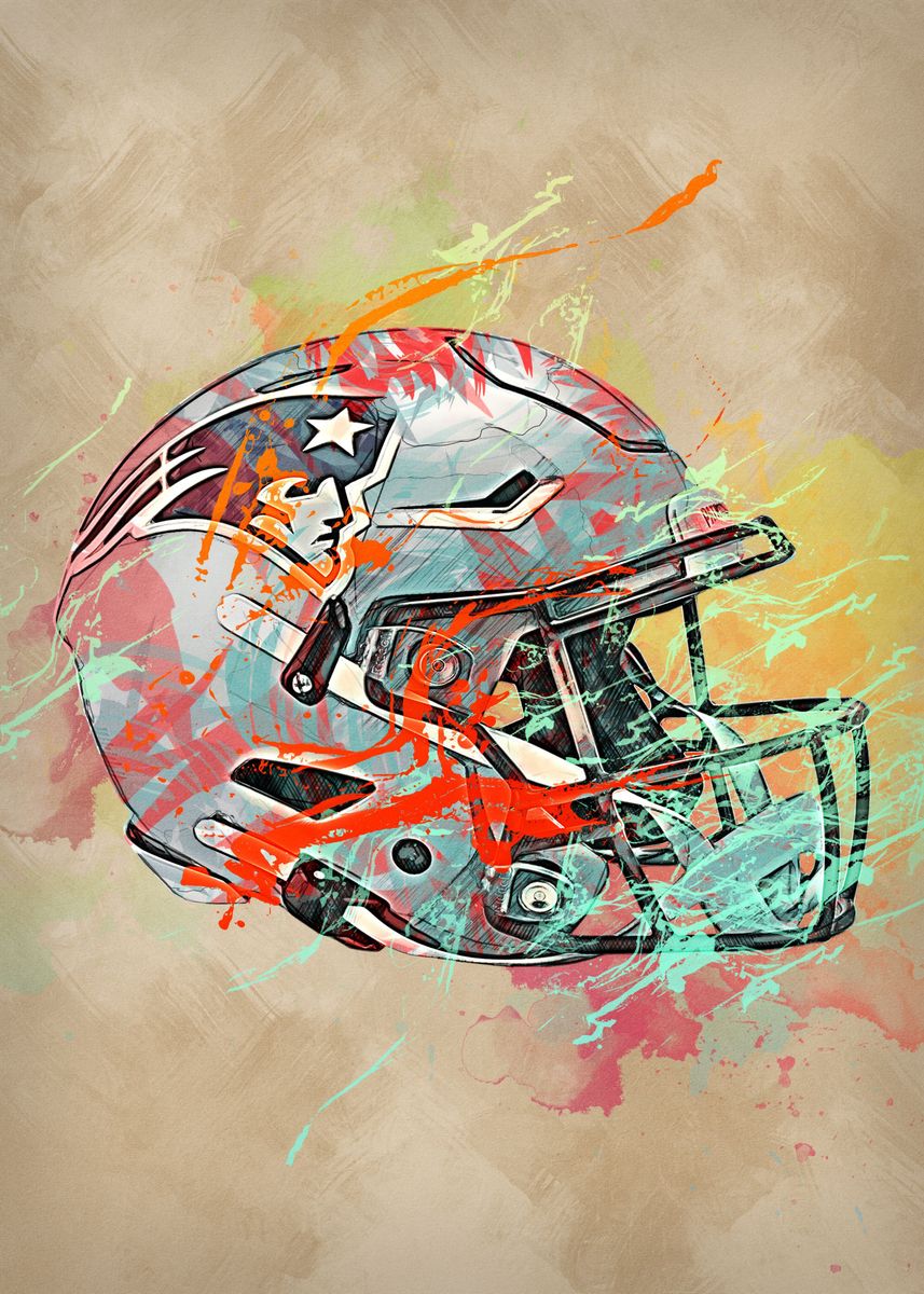 'Patriots Helmet Painting' Poster, picture, metal print, paint by ...