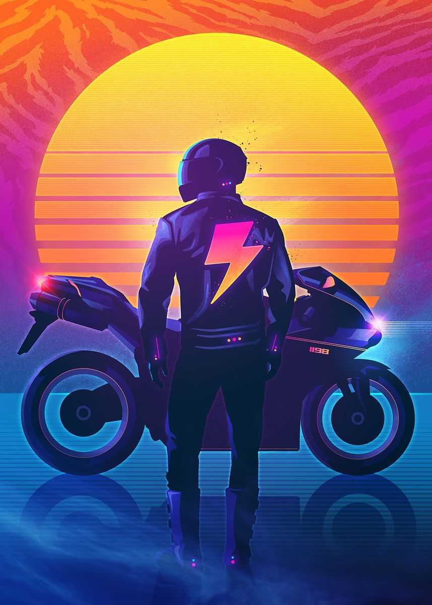 'retro rider sport' Poster, picture, metal print, paint by Snipe Studio ...