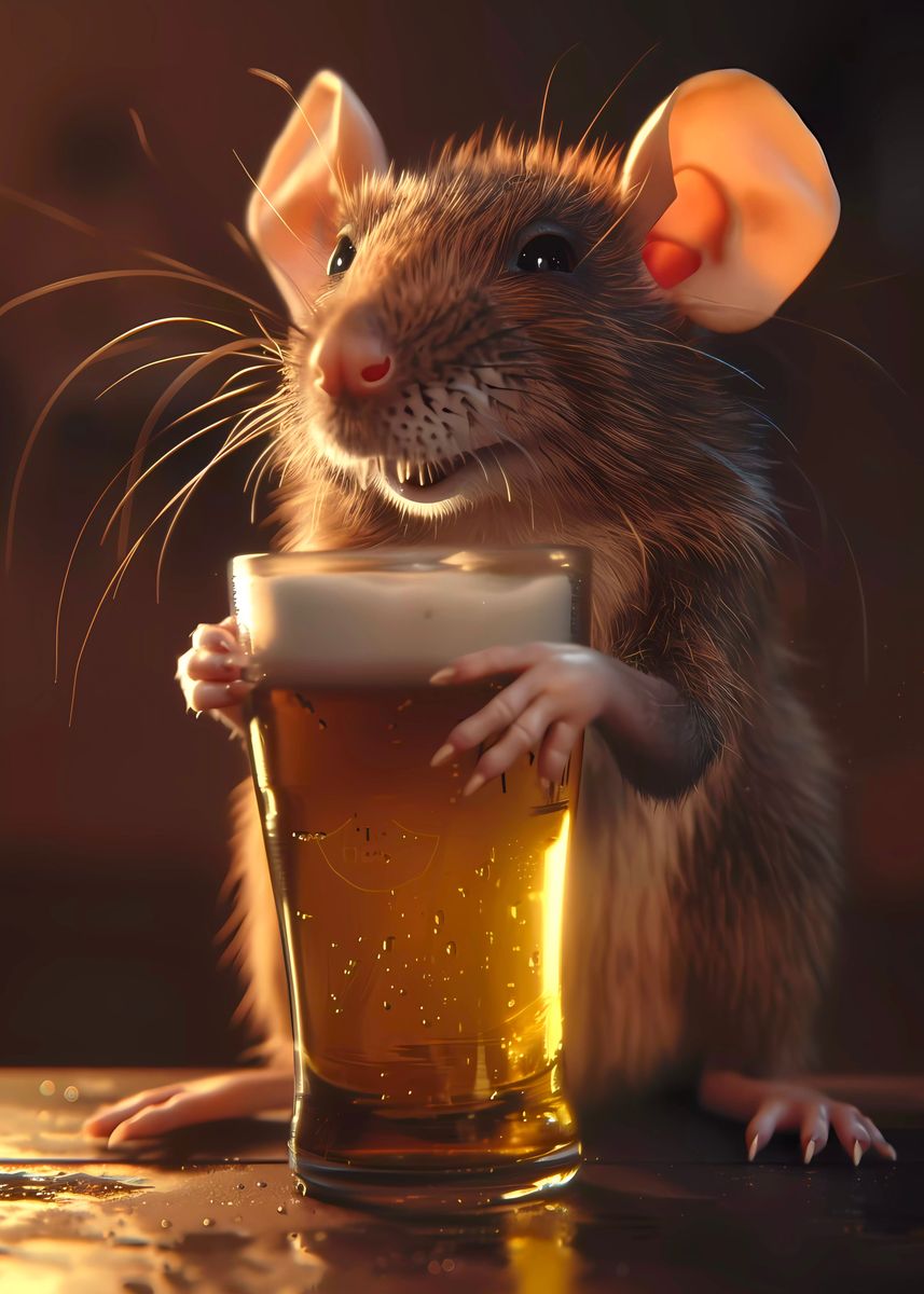 'Rat Beer' Poster, picture, metal print, paint by Henning Seiffert ...