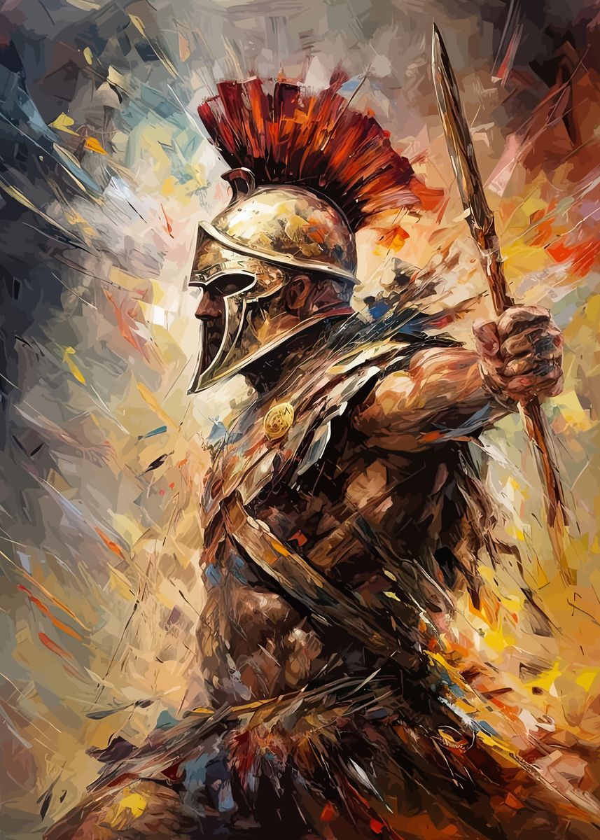 'Soldier warrior spartan' Poster, picture, metal print, paint by ...