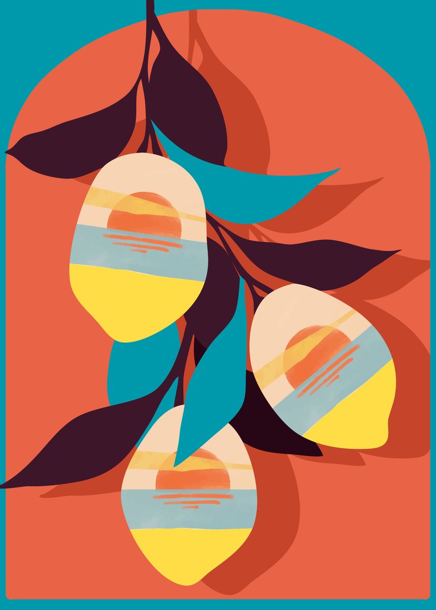'Lemon Sunset' Poster, picture, metal print, paint by 83 Oranges by Uma ...
