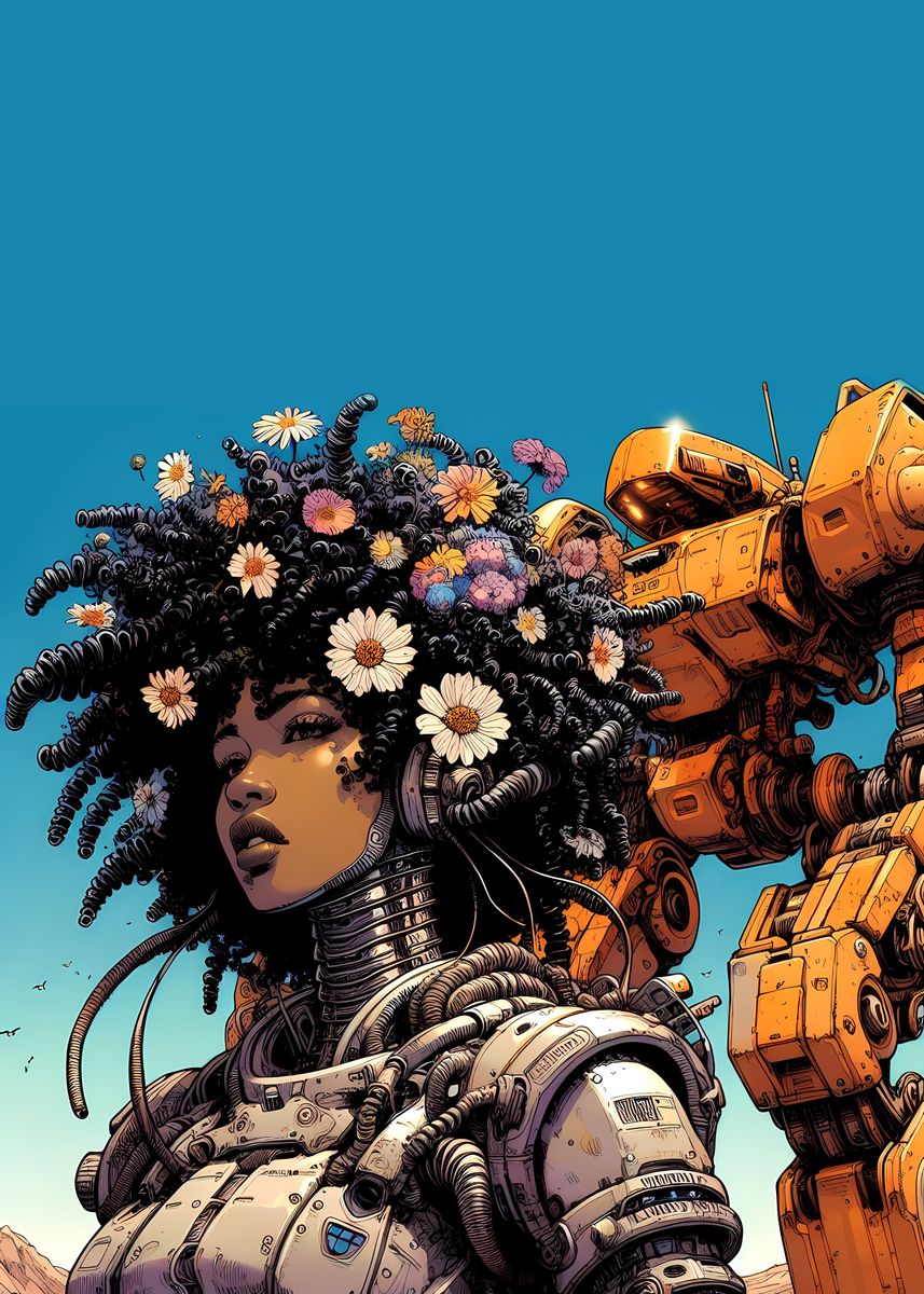 'Afro Mecha Warrior 4' Poster, picture, metal print, paint by CODY ...