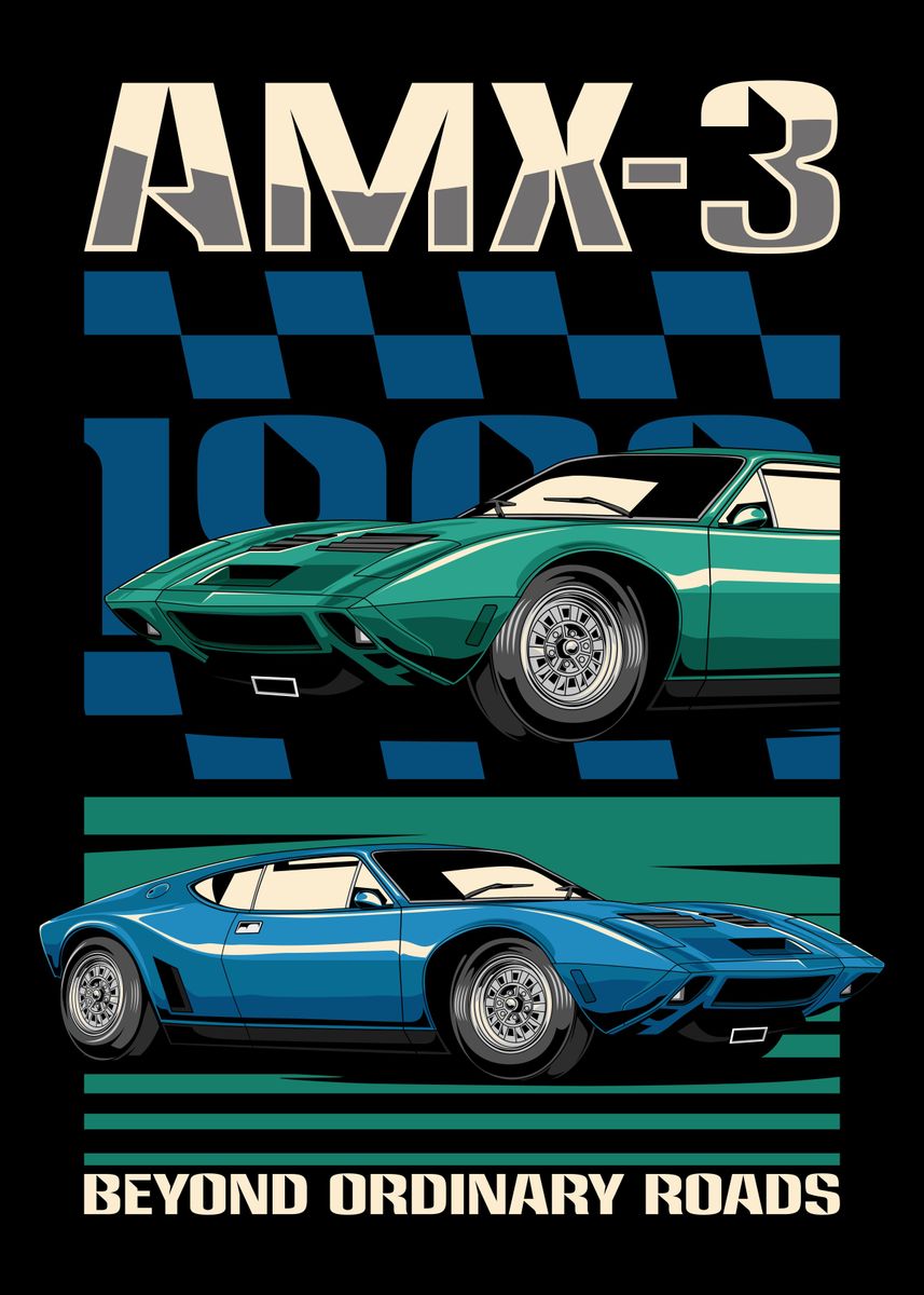 'AMX 3 Sport Muscle Car' Poster, picture, metal print, paint by ...