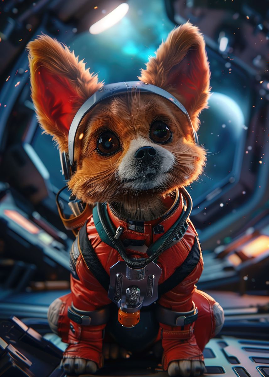 'Space Suit Puppy Astronaut' Poster, picture, metal print, paint by ...