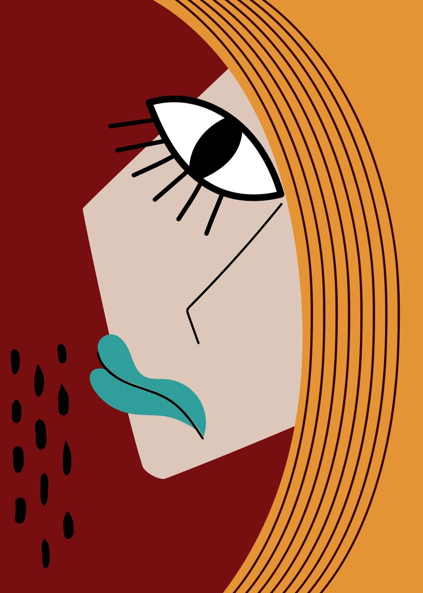 'Stylish Woman in sad face ' Poster, picture, metal print, paint by ...