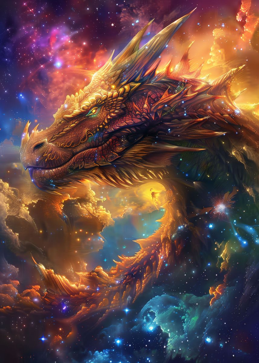 'Cosmic Dragon Blaze' Poster, picture, metal print, paint by Frank ...