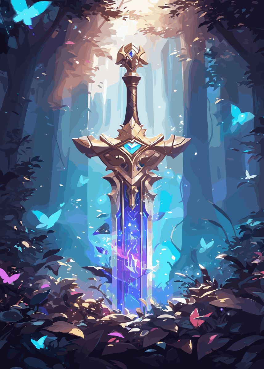 'Magical Excalibur Sword' Poster, picture, metal print, paint by ...