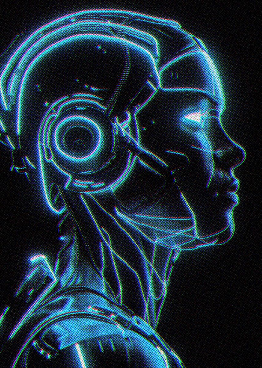 'Neon Blue Robot' Poster, picture, metal print, paint by Muh Asdar ...