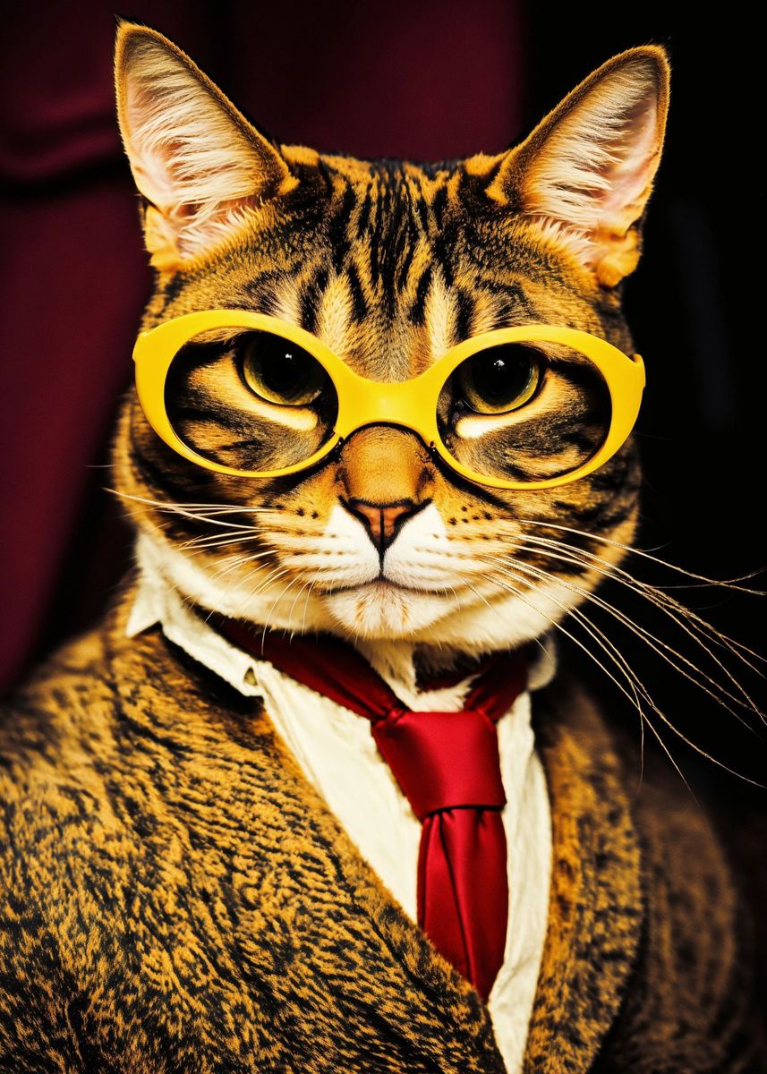 'Cat Funny Office' Poster, picture, metal print, paint by Deni Firkins ...