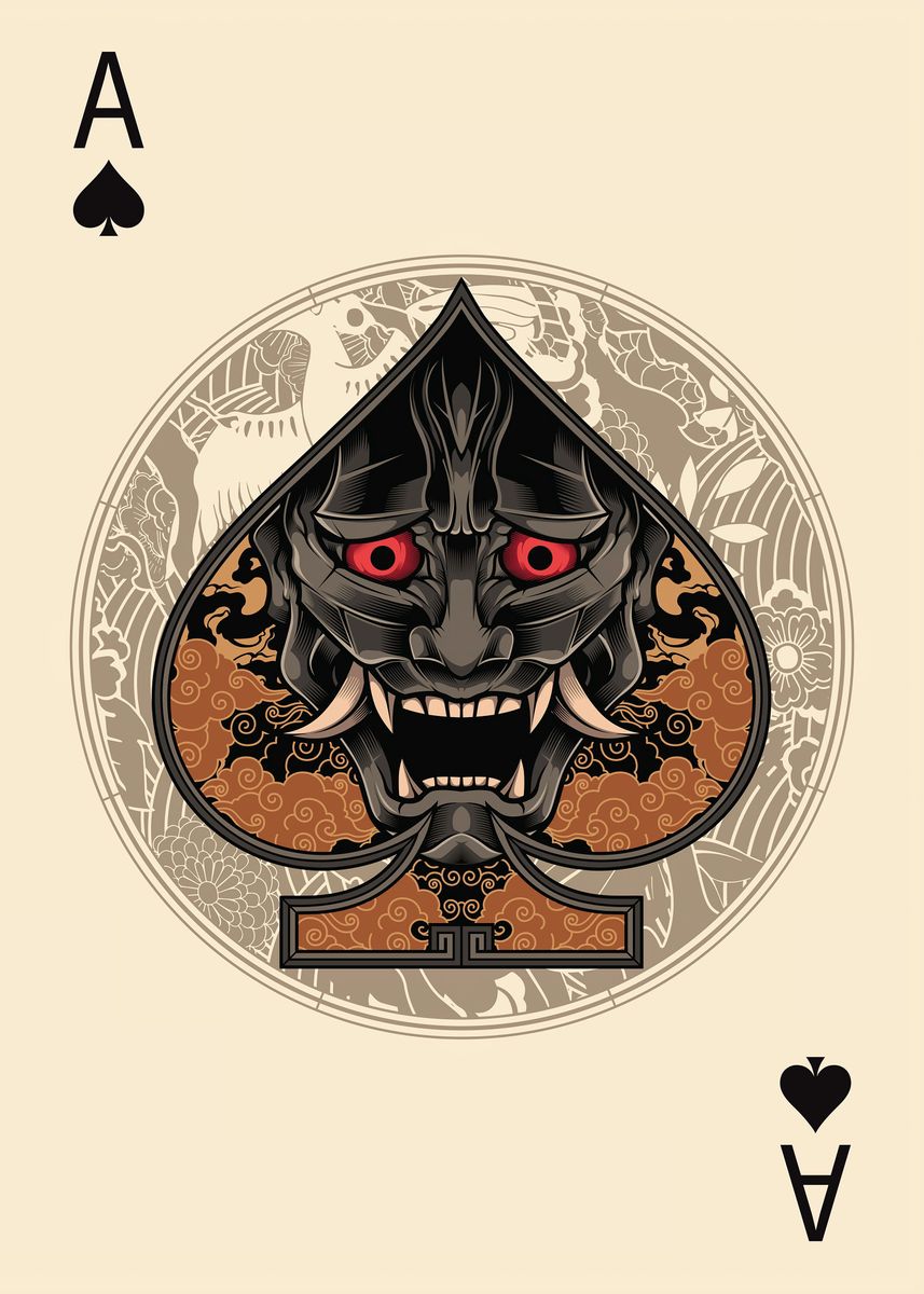 'deck samurai of ace card' Poster, picture, metal print, paint by ...