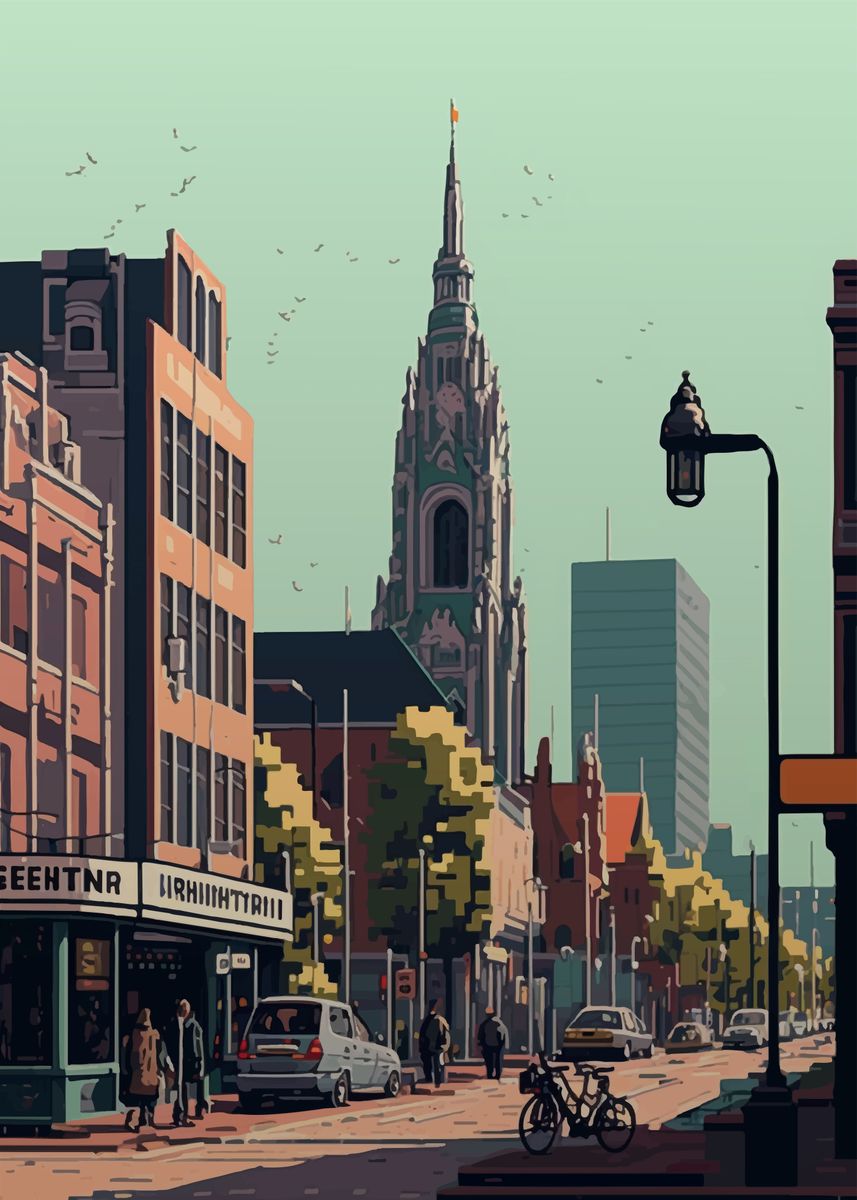 'Eindhoven City Pixel Art' Poster, picture, metal print, paint by M Art ...