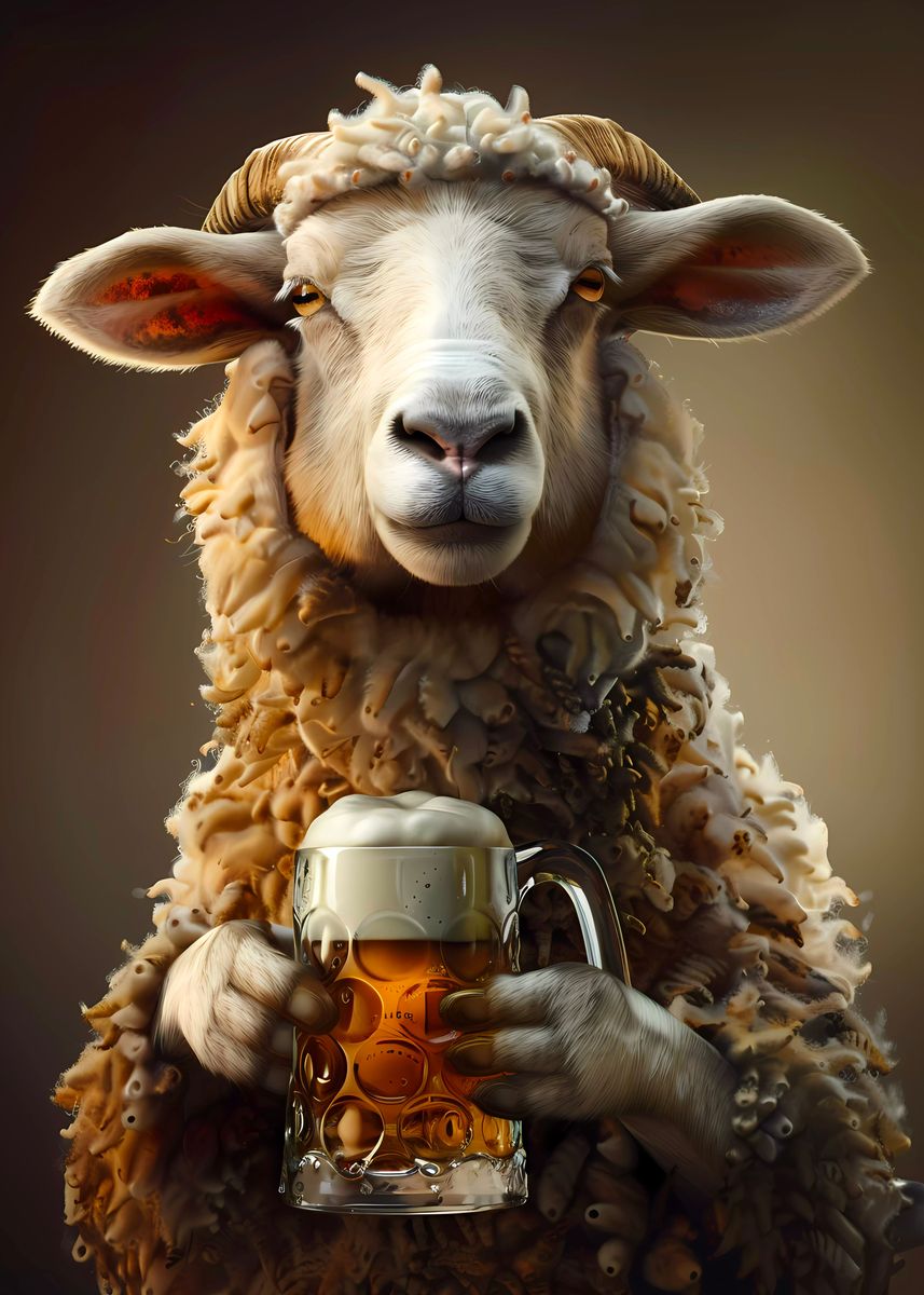 'Sheep Beer' Poster, picture, metal print, paint by Henning Seiffert ...