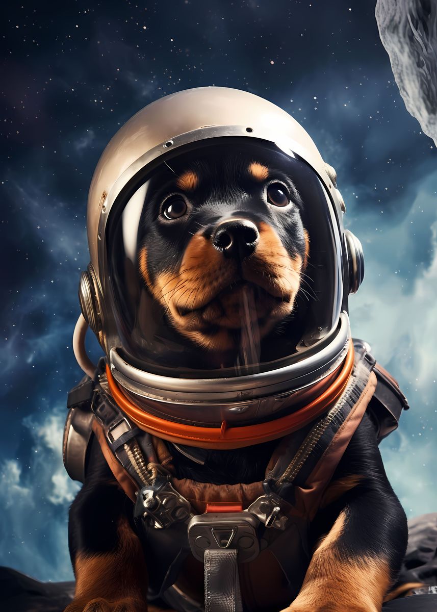 'Stellar Astronaut Dog' Poster, picture, metal print, paint by Autophil ...