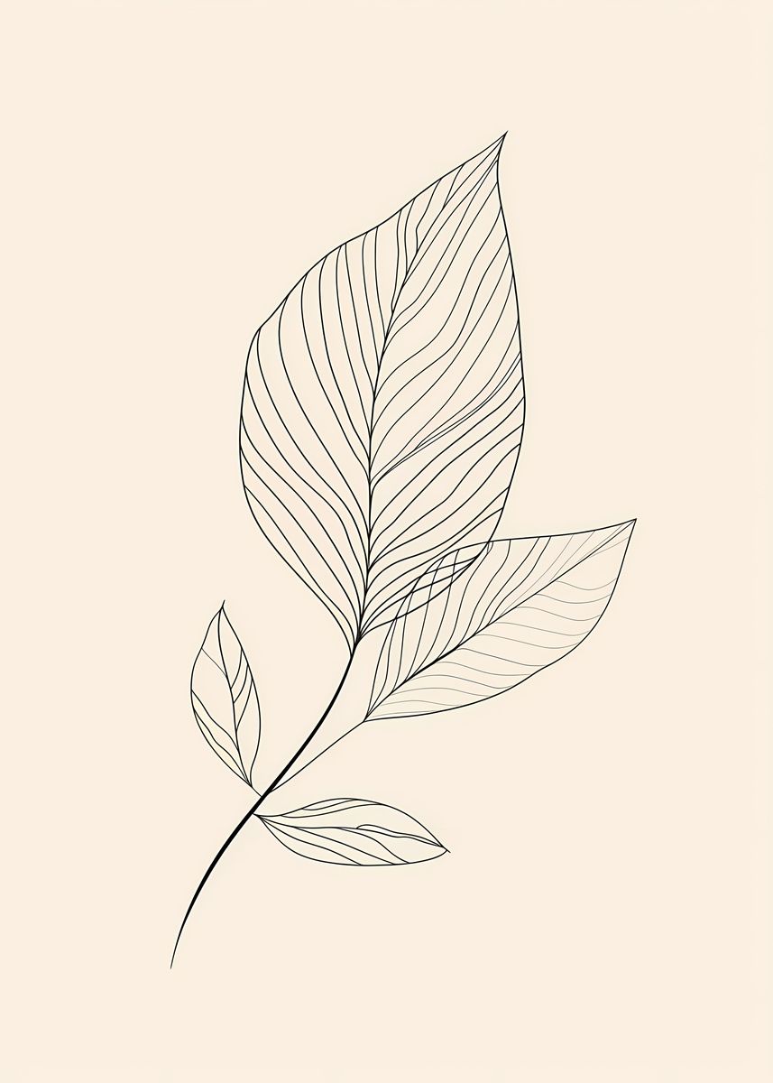 'Line Art Flower Leaf' Poster, picture, metal print, paint by ...