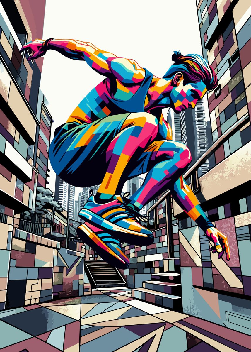 'Parkour wpap pop art' Poster, picture, metal print, paint by du giang | Displate