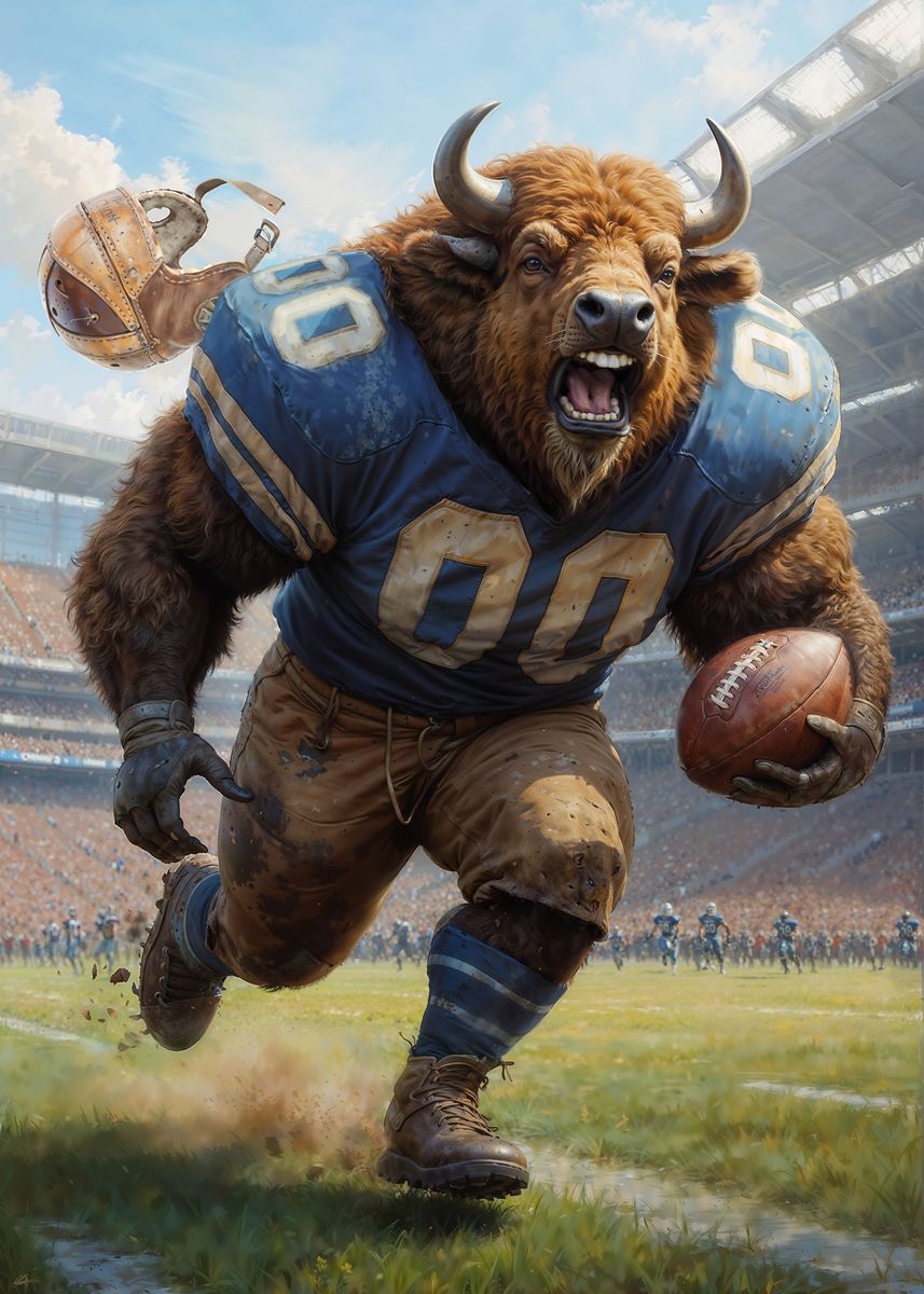 'Gridiron Buffalo Football' Poster, picture, metal print, paint by ...
