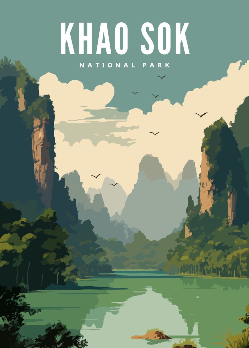 'Khao Sok National Park' Poster, picture, metal print, paint by Mark ...