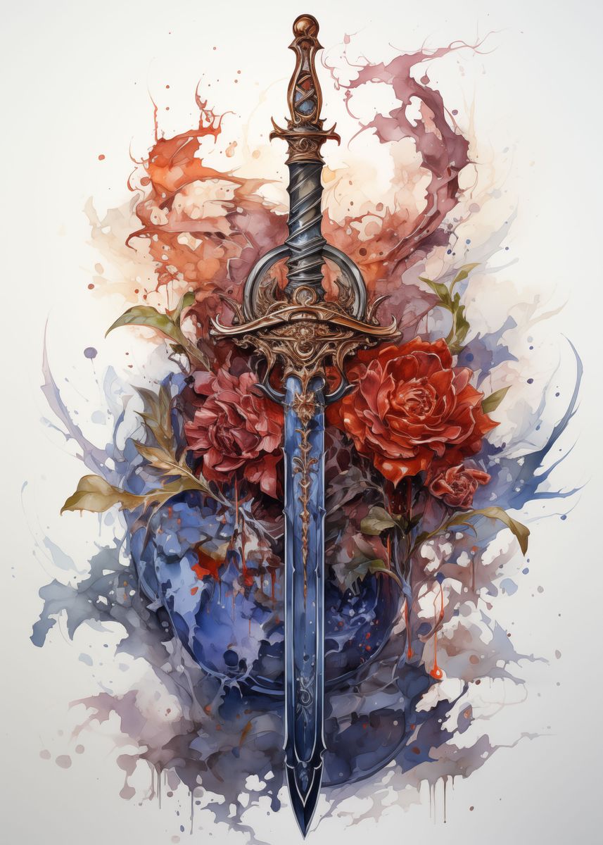 'Floral Fervor Sword' Poster, picture, metal print, paint by Space Art ...