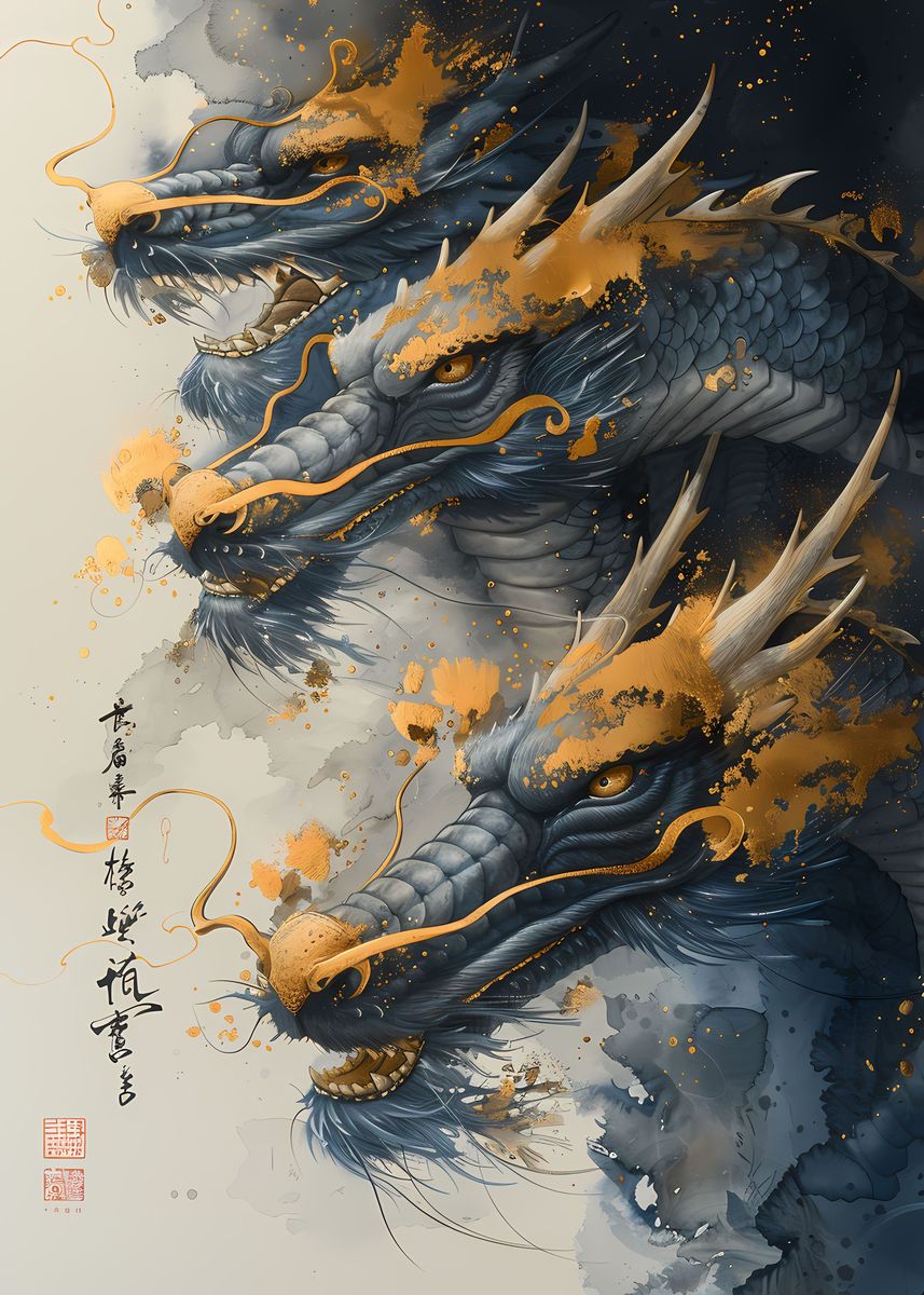 'Ancient Asian Dragon' Poster, picture, metal print, paint by Aurora ...