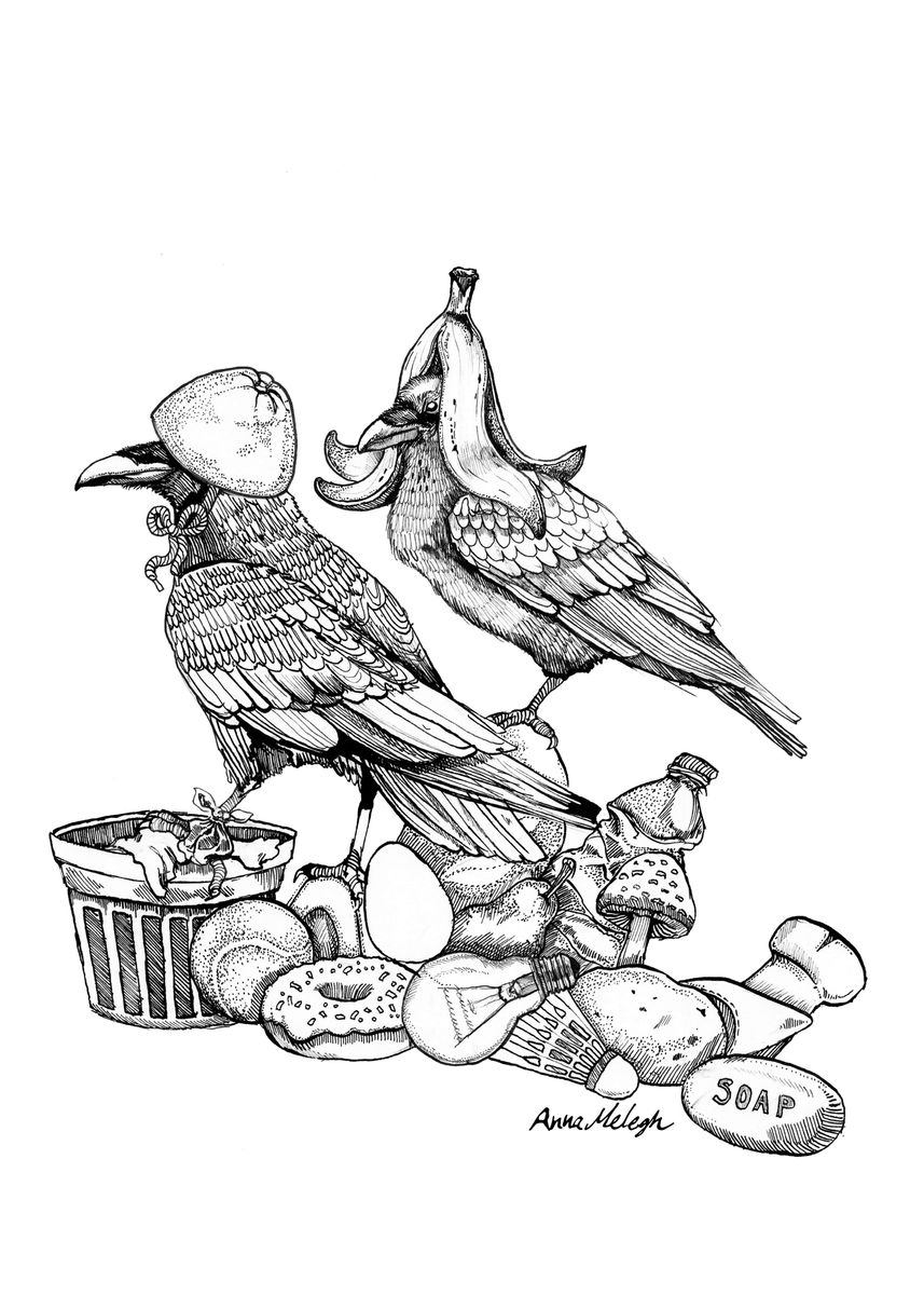 'Crows treasure hunting' Poster, picture, metal print, paint by Anna ...