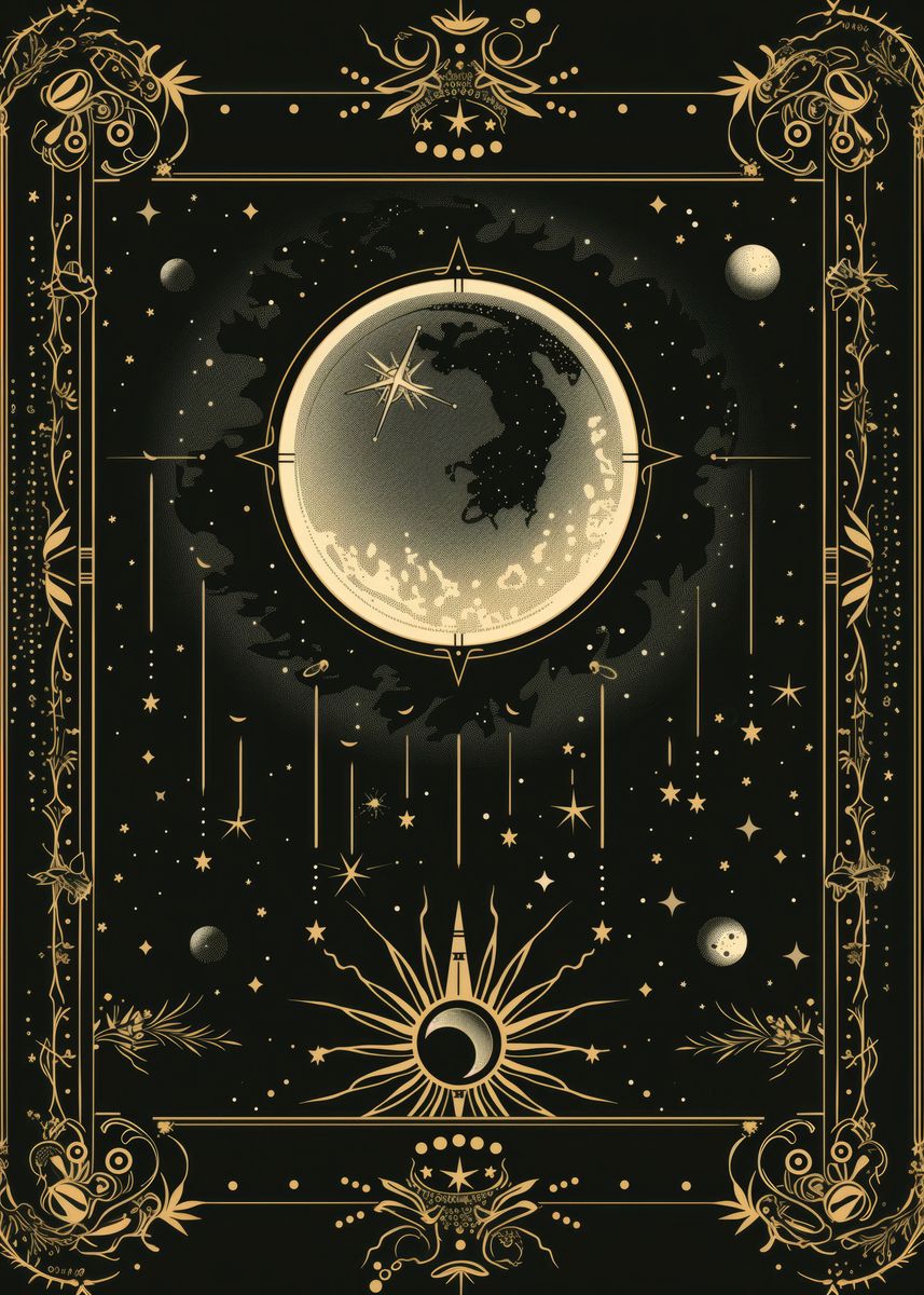 'Moonlit Orb' Poster, picture, metal print, paint by KyzArt | Displate