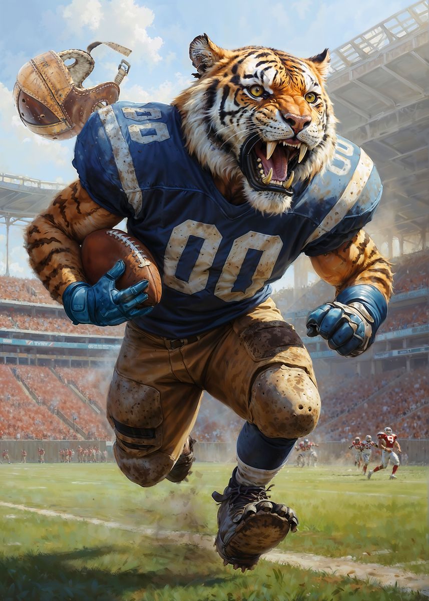 'Gridiron Tiger Football' Poster, picture, metal print, paint by Mudge ...