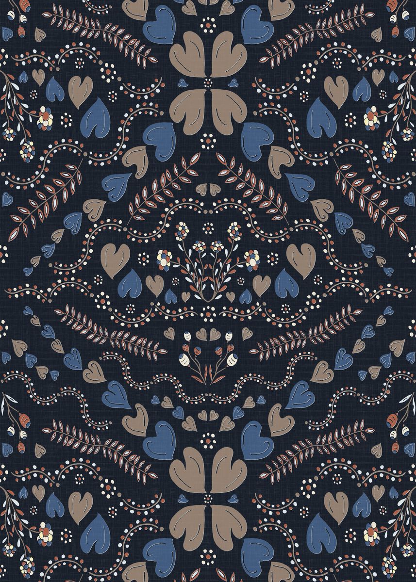 'Floral Tiles 8 Blue' Poster, picture, metal print, paint by Cesar ...