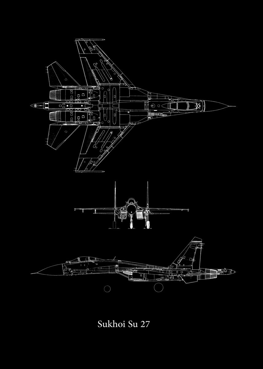 'Sukhoi Su 27' Poster, picture, metal print, paint by Retal | Displate