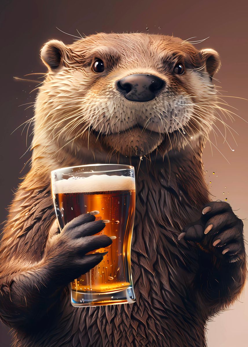 'Otter Beer' Poster, picture, metal print, paint by Henning Seiffert ...