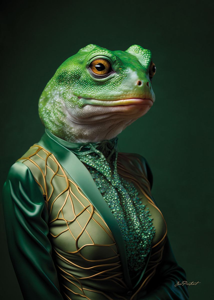 'Green Frog Portrait' Poster, picture, metal print, paint by Clement ...