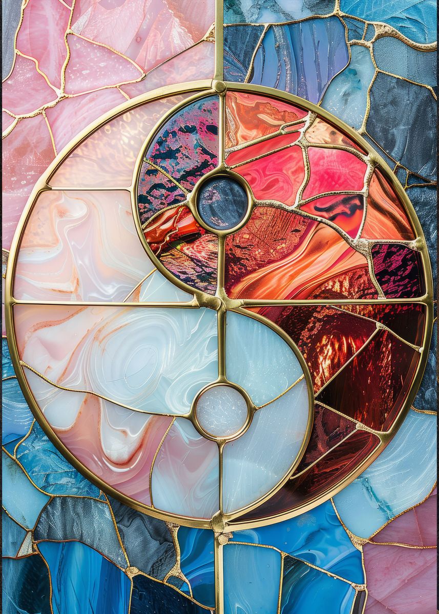 'Yin Yang Gold Glass Deco' Poster, picture, metal print, paint by ...