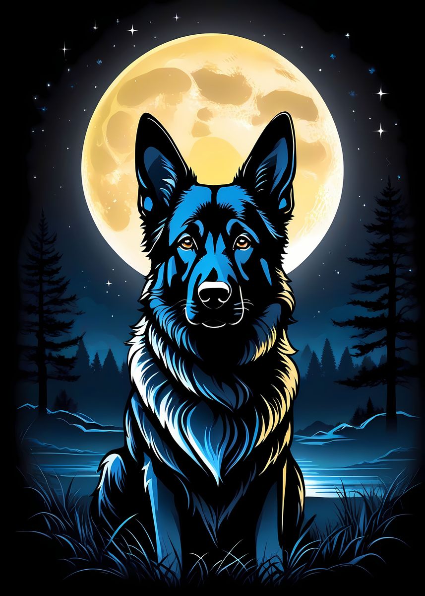 'Mystical German Shepherd' Poster, picture, metal print, paint by ...