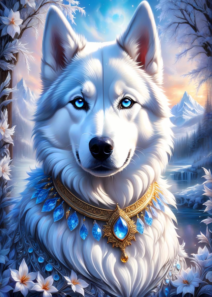 'Fantasy Siberian Husky' Poster, picture, metal print, paint by Poster ...