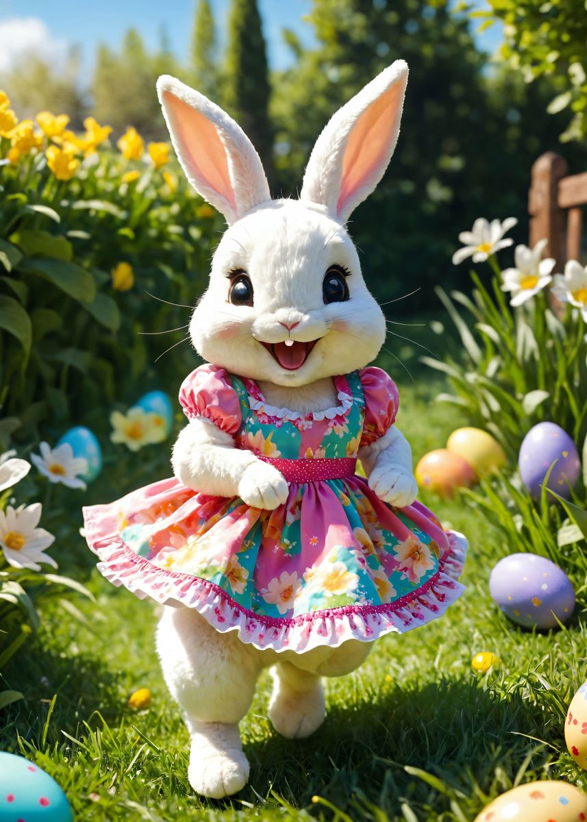 'Happy Easter bunny' Poster, picture, metal print, paint by AnnArtshock ...