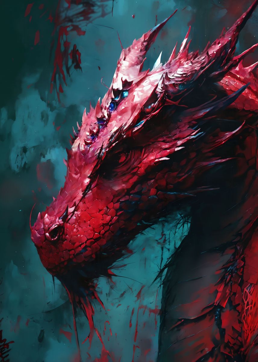 'Red Dragon' Poster, picture, metal print, paint by Lukasz Kobylka ...