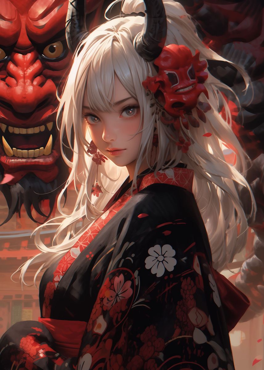 'Anime Demon Girl' Poster, picture, metal print, paint by Stellar ...