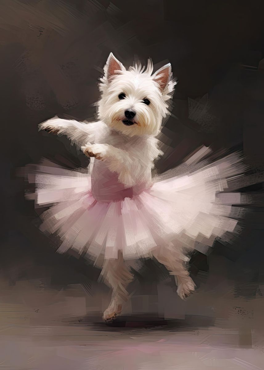 'Westie Dog Ballerina' Poster, picture, metal print, paint by PetPrints | Displate