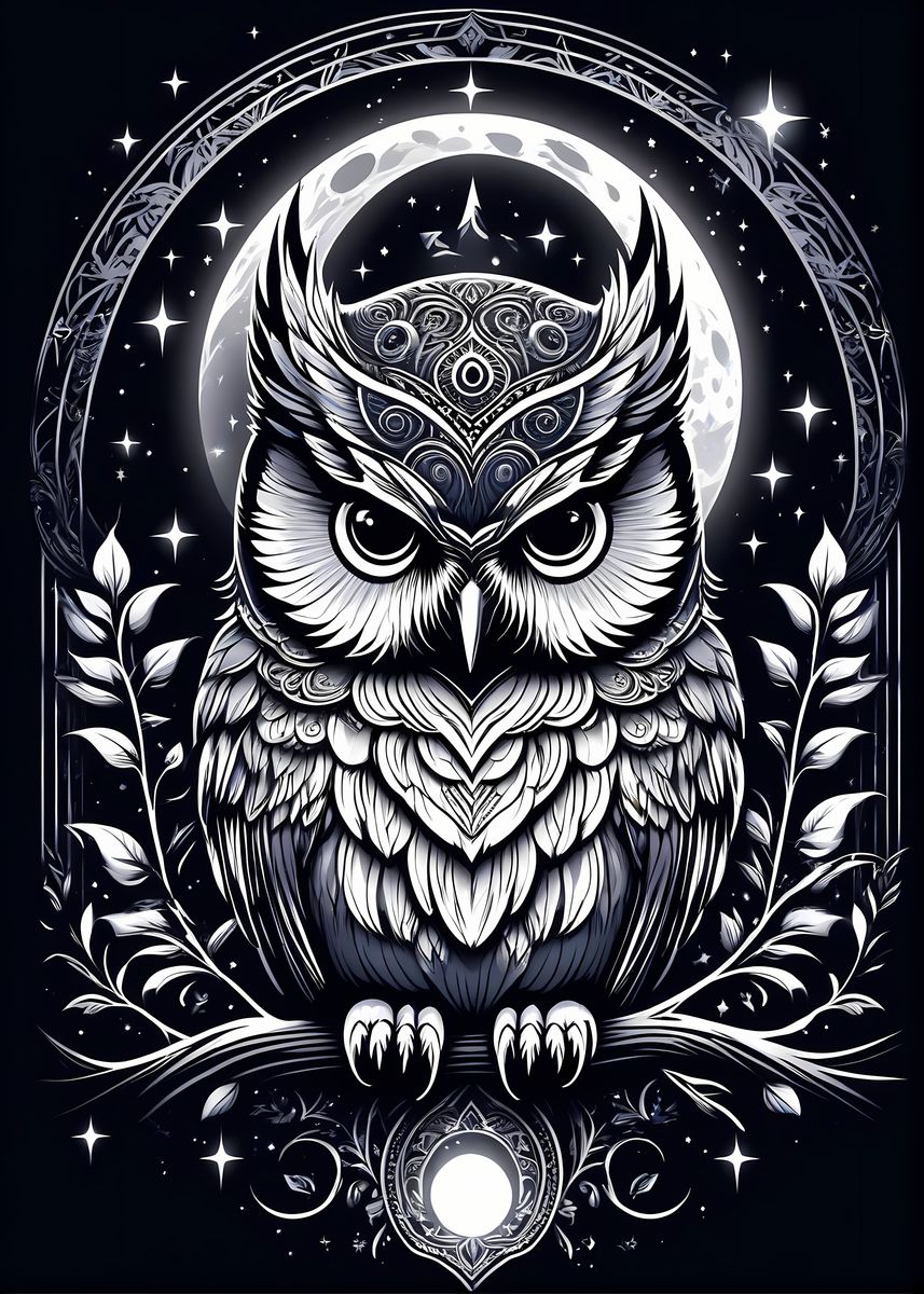'Mystical Owl' Poster, picture, metal print, paint by Imagination ...