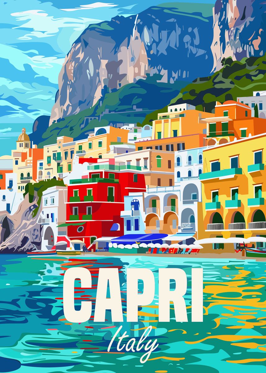 'Capri Island Italy' Poster, picture, metal print, paint by Mesh | Displate
