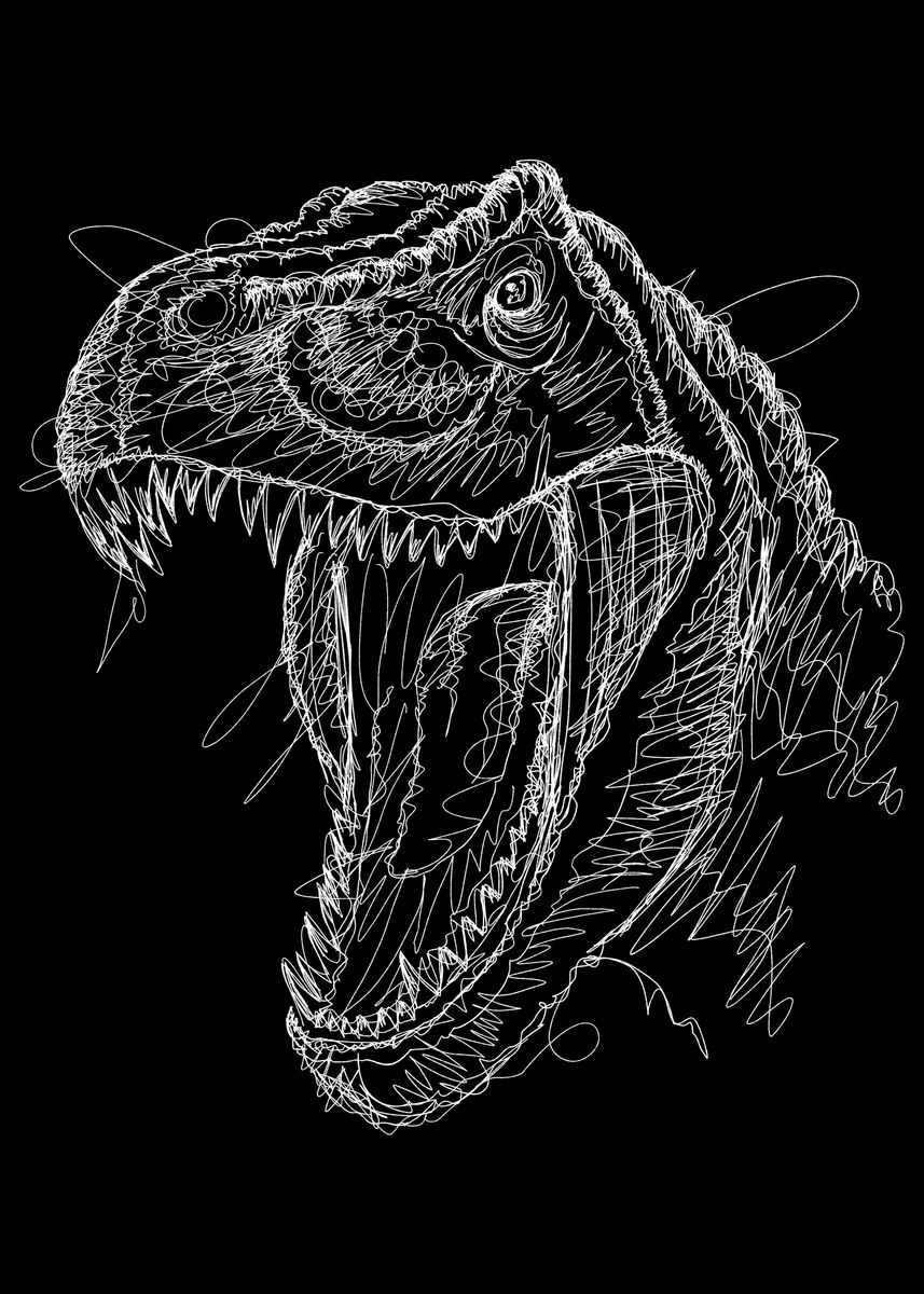 'Scribble T Rex' Poster, picture, metal print, paint by Quilimo Studio ...