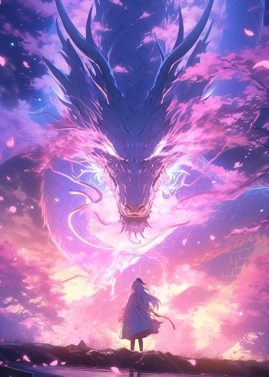 Anime Dragon Purple Poster Picture Metal Print Paint By David