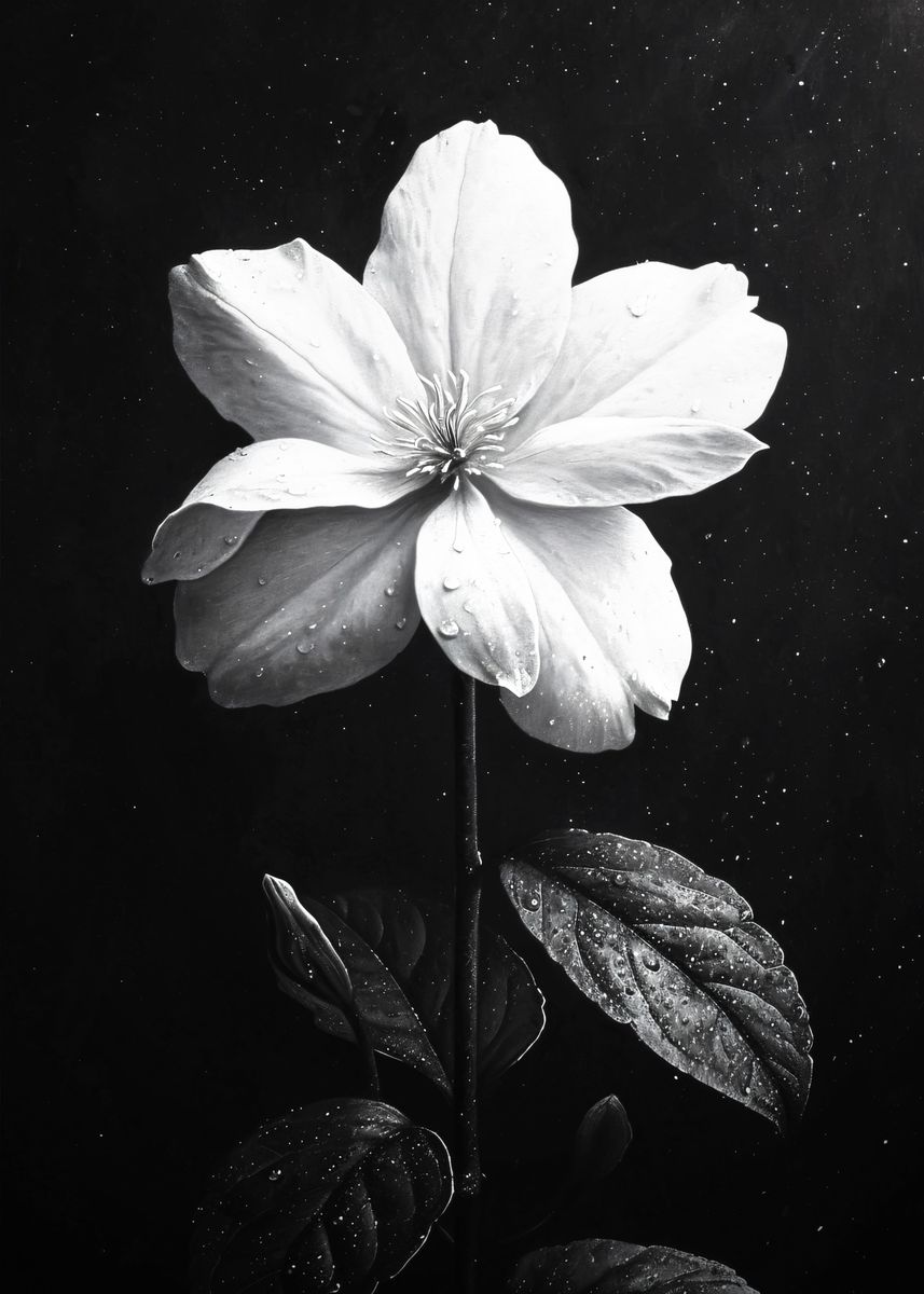 'Black and White Flower' Poster, picture, metal print, paint by ...