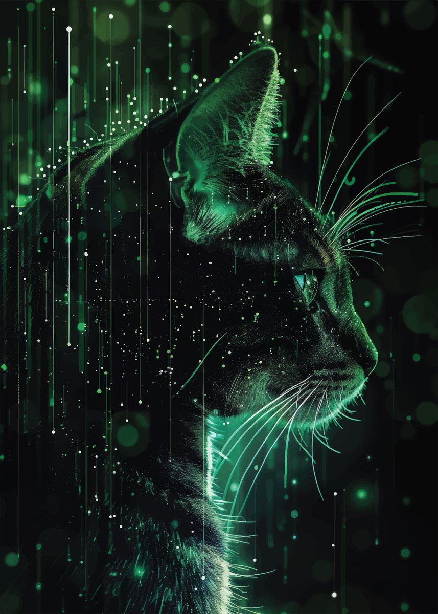 'Cat Wild Matrix Style' Poster, picture, metal print, paint by tribun ...