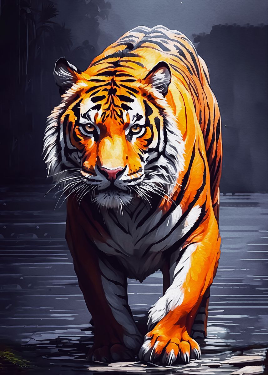 'Tiger' Poster, picture, metal print, paint by NuMaNi Art | Displate
