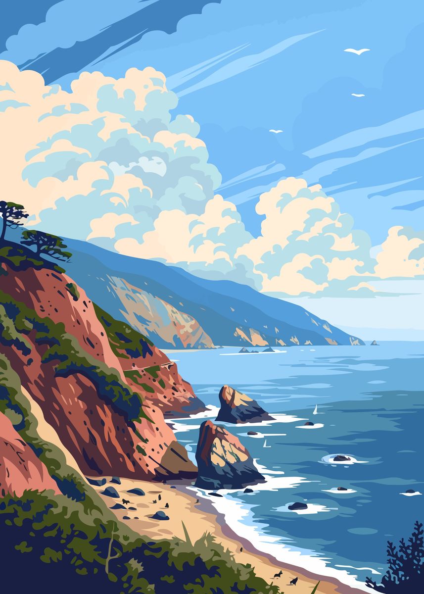 'Pacific Ocean Nature Art' Poster, picture, metal print, paint by ...