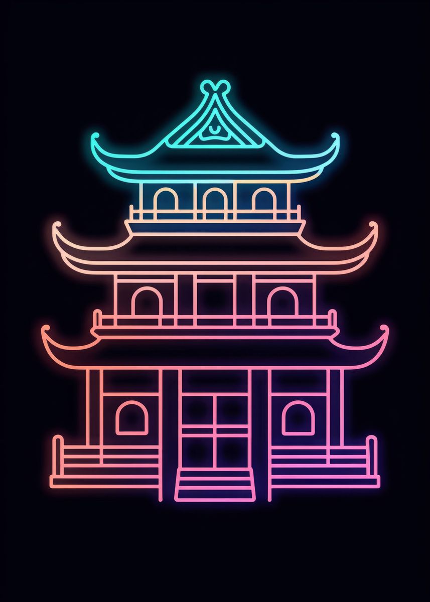 'Dojo Light Neon Japan' Poster, picture, metal print, paint by Adam ...