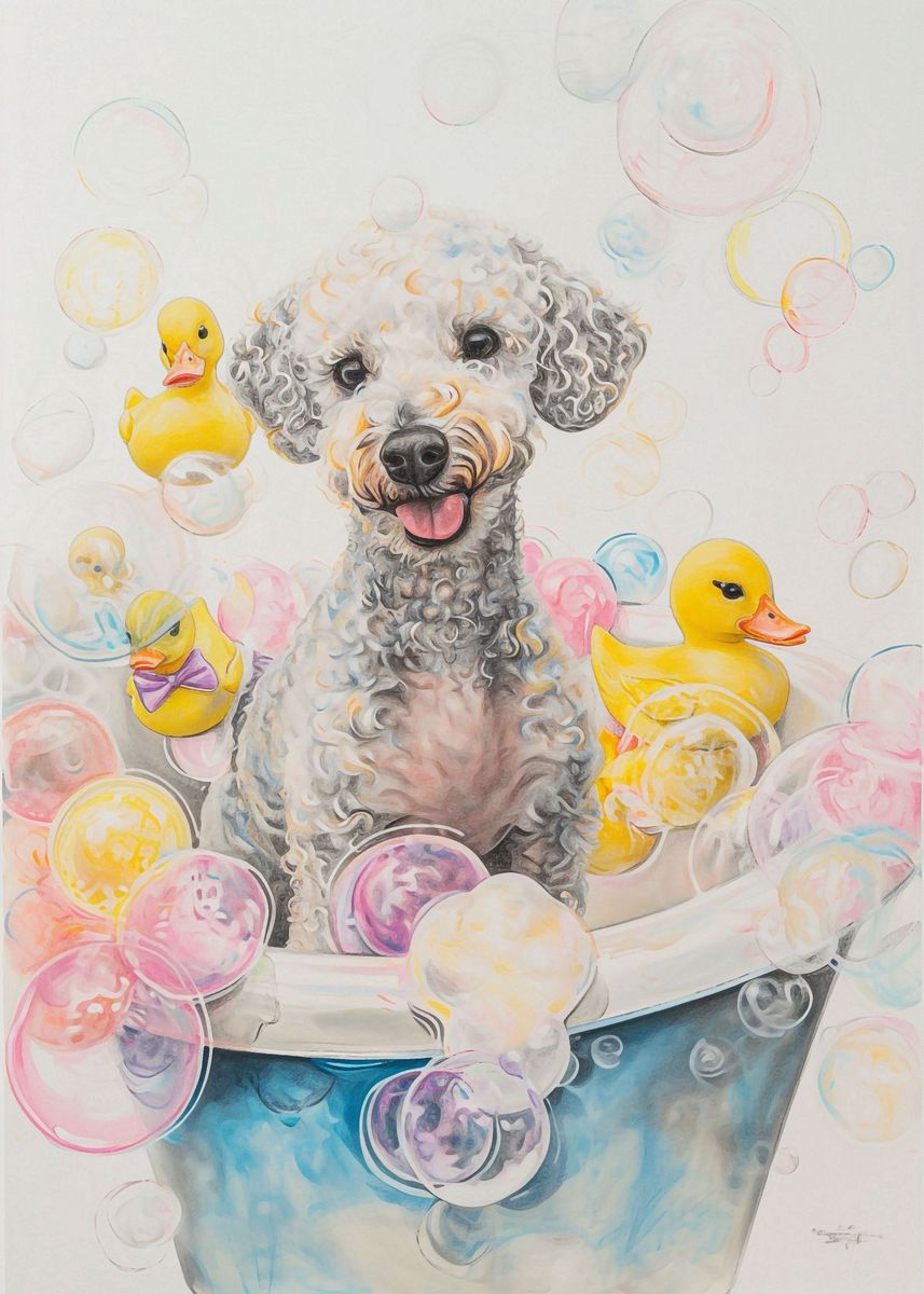 'Bedlington Terrier dog ' Poster, picture, metal print, paint by Tea Crane | Displate