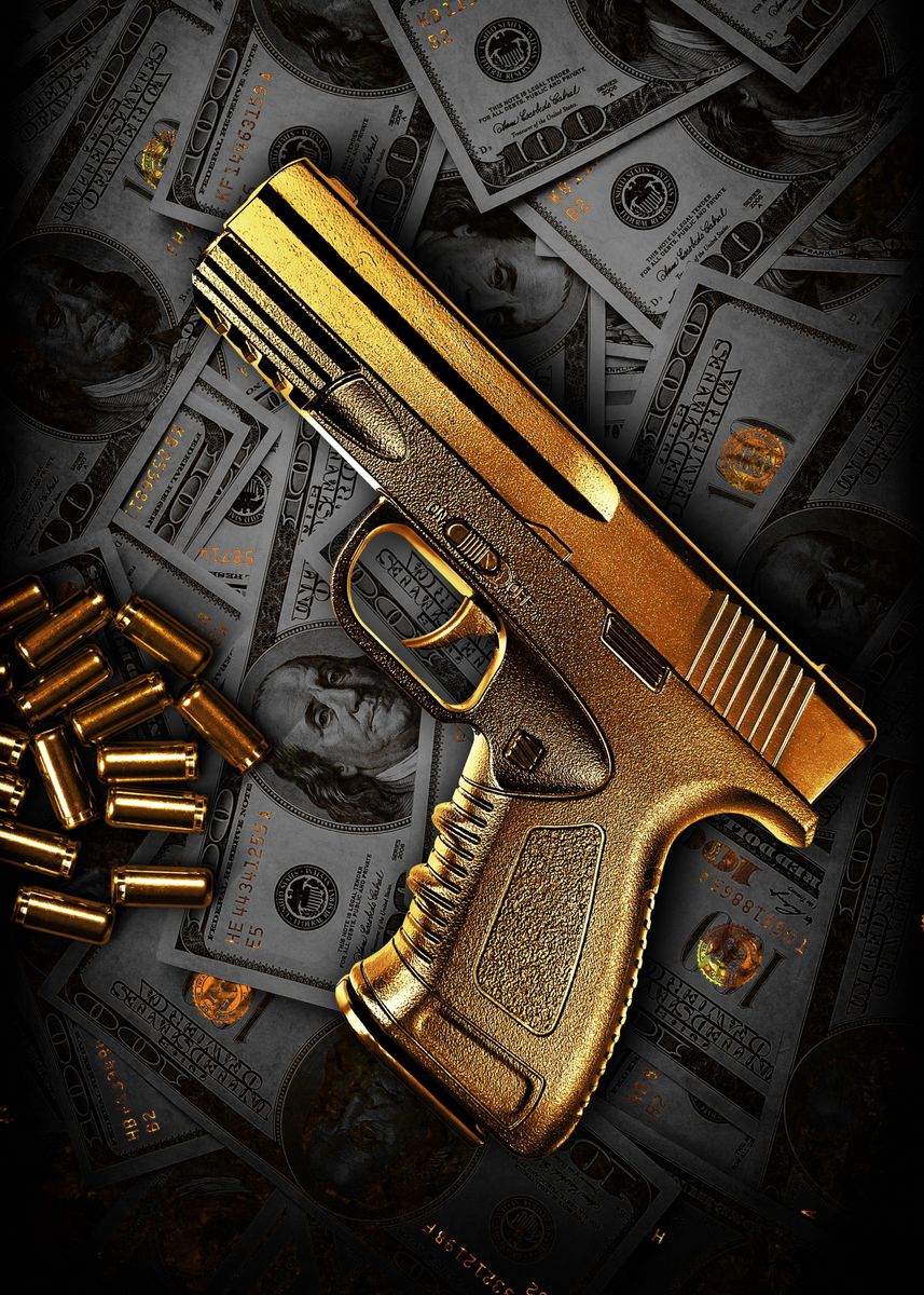 'Golden Gun' Poster, picture, metal print, paint by Dark Poster | Displate