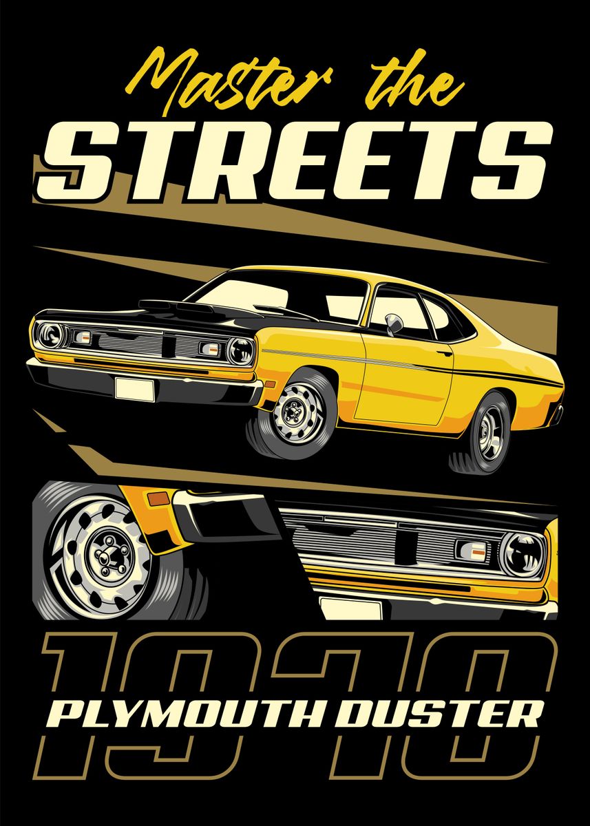 'Retro Duster Muscle Car' Poster, picture, metal print, paint by Berkah ...